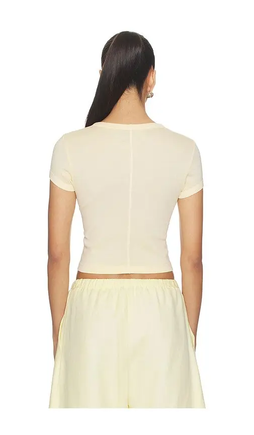 Enza Costa Supima Baby Rib Cropped Tee - Flan