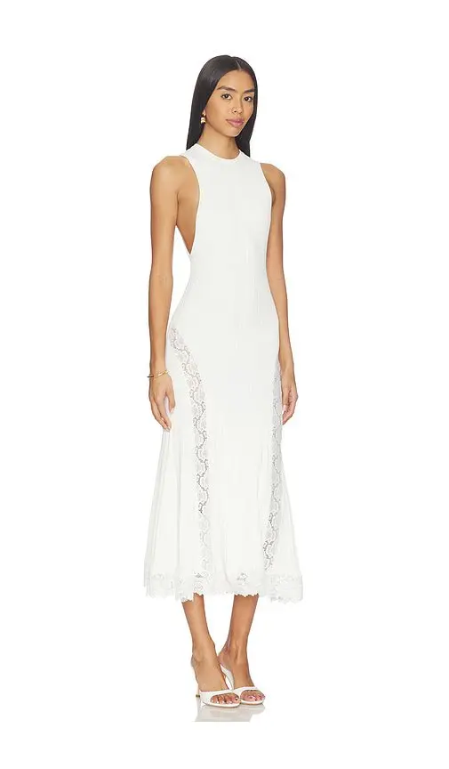 SELF-PORTRAIT Knit Lace Insert Midi Dress