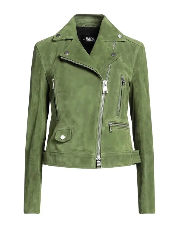 Karl Lagerfeld Suede Biker Jacket - Green