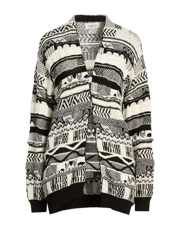 LANEUS Intarsia-knit Cardigan - Black