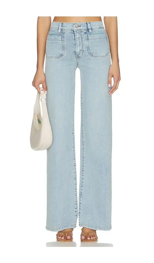 FRAME Le Slim Palazzo Modernist Pocket Long Jeans - Blue