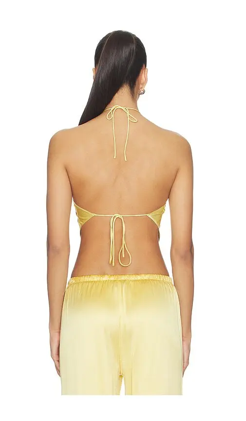 Eterne Freya Top Lightweight Satin Backless Halter - Yellow