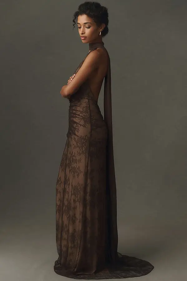 DE LA VALI Amora Rosette Maxi Dress