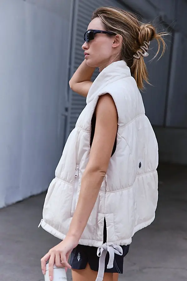 Free People Easy Breezy Puffer Vest - Tofu