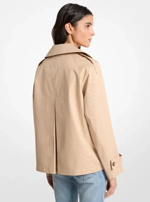 Michael Kors Logo Print Woven Cropped Trench Coat