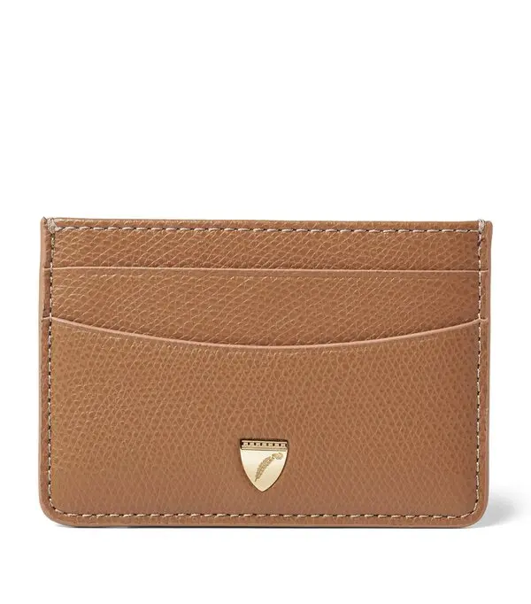 ASPINAL OF LONDON Leather Logo Card Holder - Brown