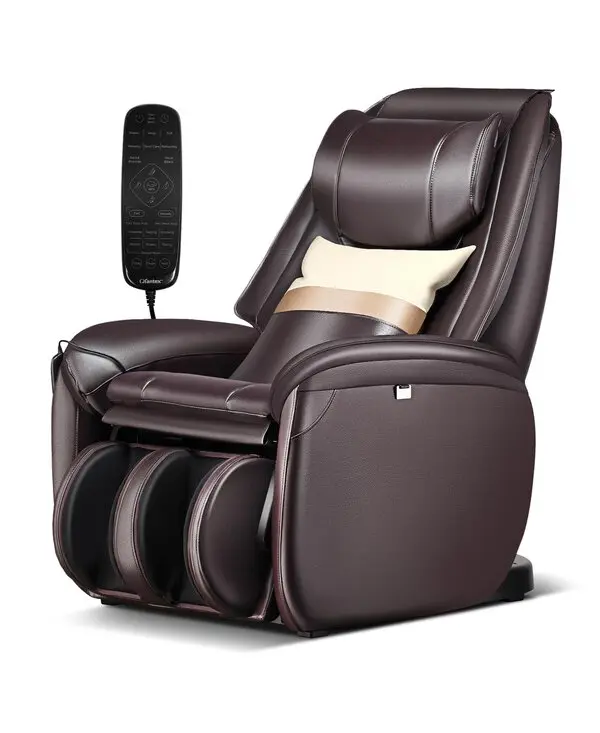 COSTWAY Massage Chair Full Body Sl Track Zero Gravity With Pillow Reversible Footrest Heat - Brown