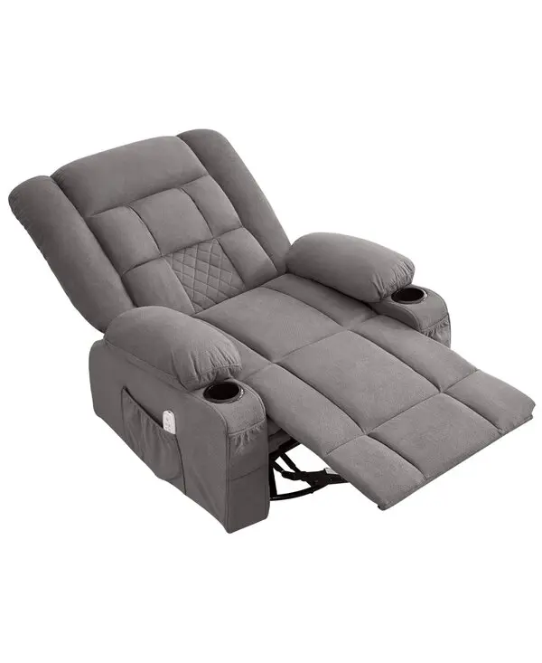 CLIHOME Kneading Massage Rocker Recliner Chair With 4-point 3d Kneading Massage And Heat For Living Room With Rocking Function - Grey