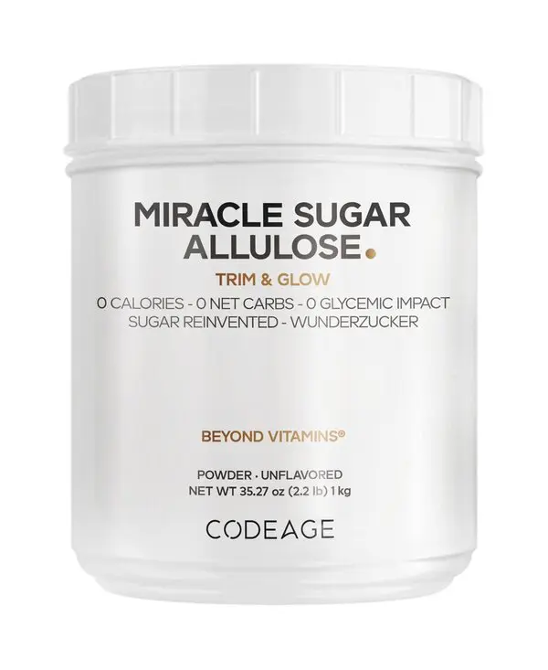 CODEAGE Miracle Sugar Allulose Powder All-purpose Zero Calorie Allulose Sweetener 3 Month Supply Rare Sugar Alternative 35.27 Oz - No Color
