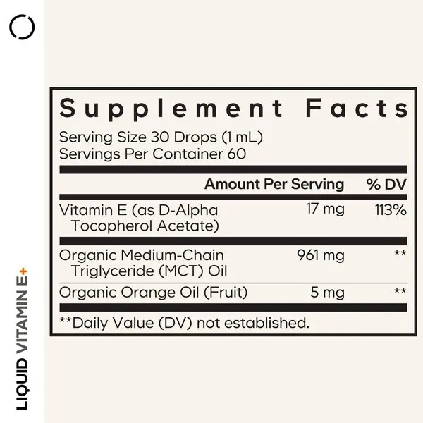 CODEAGE Liquid Vitamin E+ Usda-certified Organic Vitamin E 2-month Supply