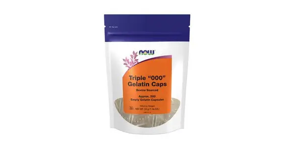 NOW FOODS Empty Capsules Gelatin Triple "000" - No Color