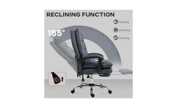 SLICKBLUE Massage Office Chair With Lumbar Support And Reclining Function - Dark Grey