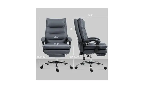 SLICKBLUE Massage Office Chair With Lumbar Support And Reclining Function - Dark Grey