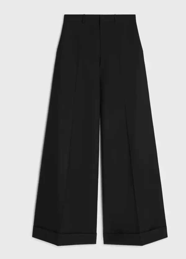 Celine Long Docks Trousers In Wool Gabardine