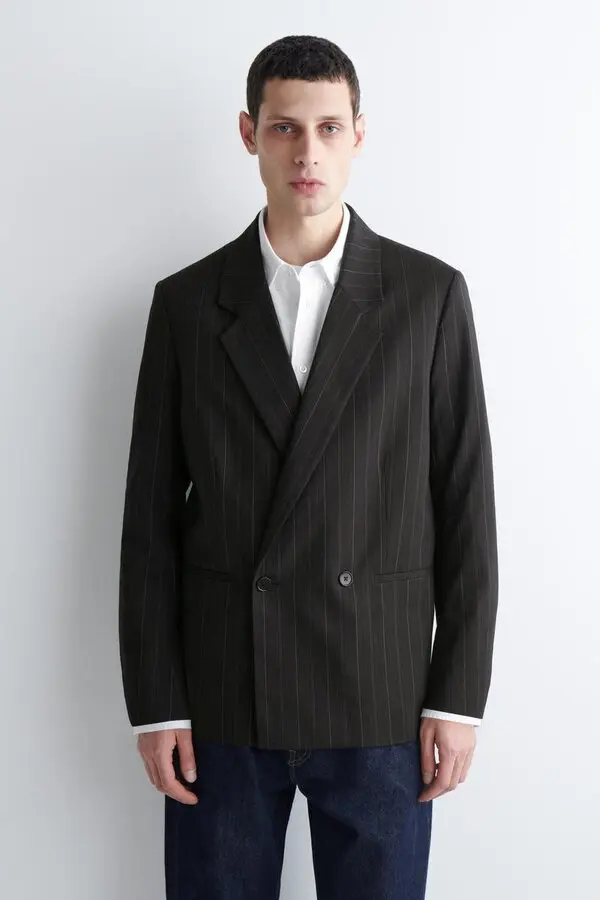Cos Pinstriped Double-breasted Blazer