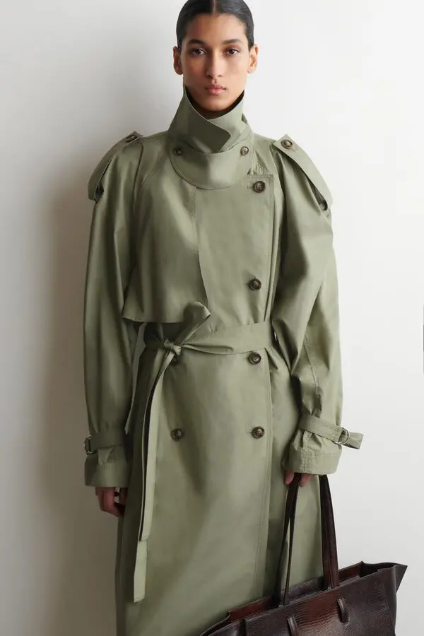 Cos Mock-neck Cotton Trench Coat