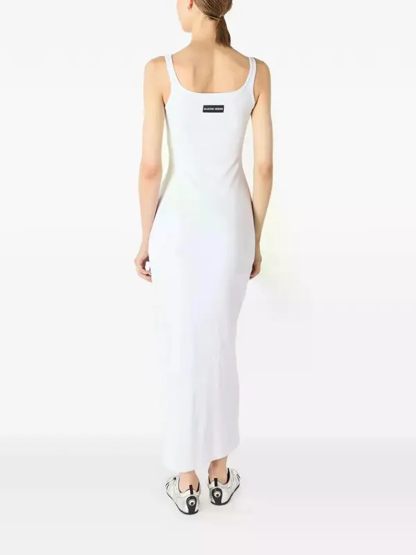 MARINE SERRE Moon Logo Ribbed Jersey Maxi Dress - White