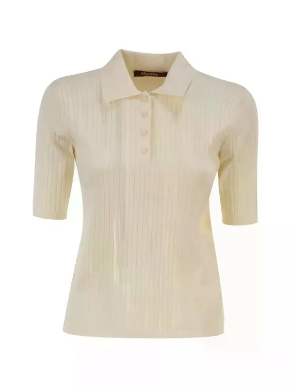 Max Mara Ribbed Polo Top - Neutrals