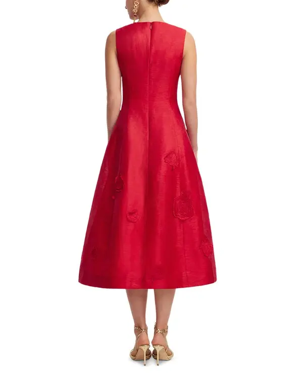 LEO LIN Applique Sleeveless Midi Dress - Scarlet