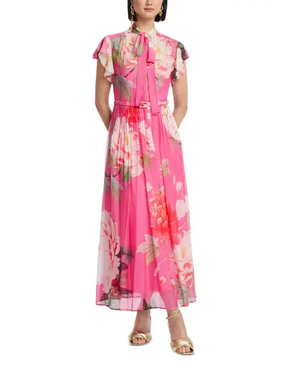 LEO LIN Grace Flutter Sleeve Midi Dress - Fuschia