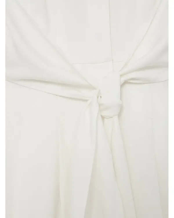 REISS Taya Halter Neck Jumpsuit With Front Tie Detail - Ivory
