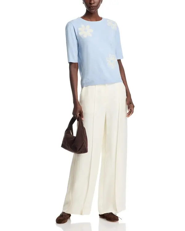 SIONI Embroidered Short Sleeve Sweater