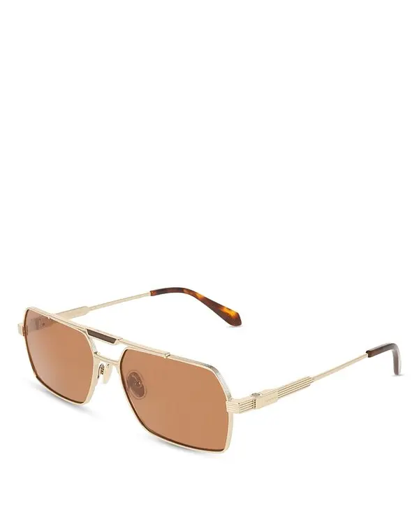 FERRAGAMO Prisma Pilot Sunglasses, 61mm - Gold/brown