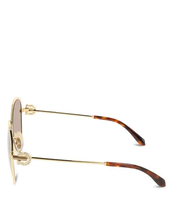 FERRAGAMO Crystal Gancini Metal Sunglasses 61mm