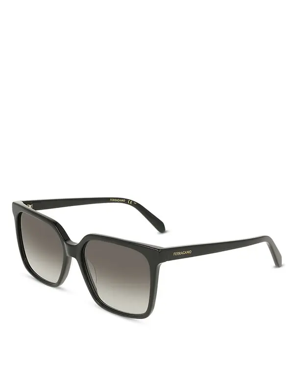 FERRAGAMO 57mm Classic Logo Square Sunglasses - Black