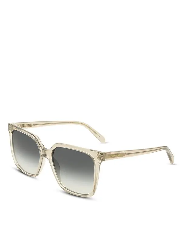 FERRAGAMO Classic Logo Square Sunglasses 57mm - Transparent Sage