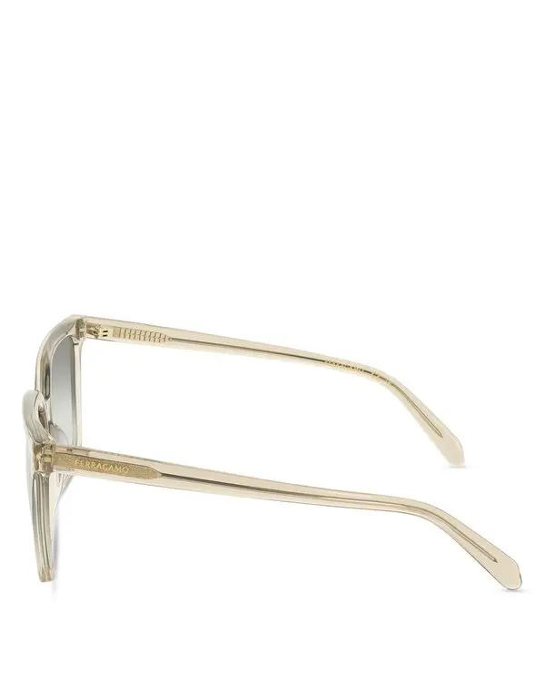 FERRAGAMO 57mm Classic Logo Square Sunglasses - Transparent Sage