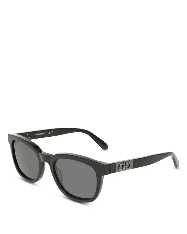 FERRAGAMO Color Block Temple Rectangular Sunglasses, 54mm - Black