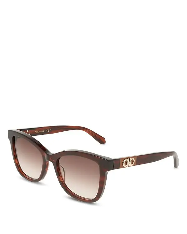 FERRAGAMO Color Block Temple Rectangular Sunglasses, 54mm - Striped Wine