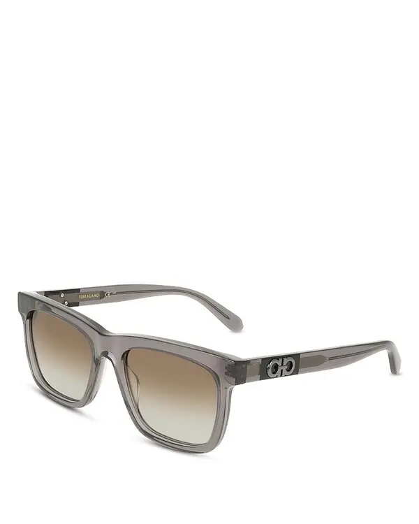 FERRAGAMO Rectangular Sunglasses, 55mm - Transparent Grey
