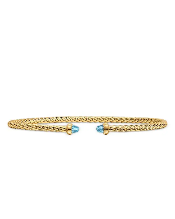 David Yurman Micro Cablespira Flex Bracelet - Blue Topaz/gold