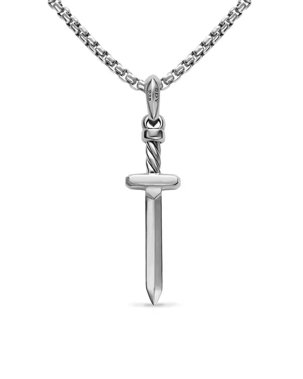 David Yurman Sterling Silver Sword Amulet With Black Diamonds