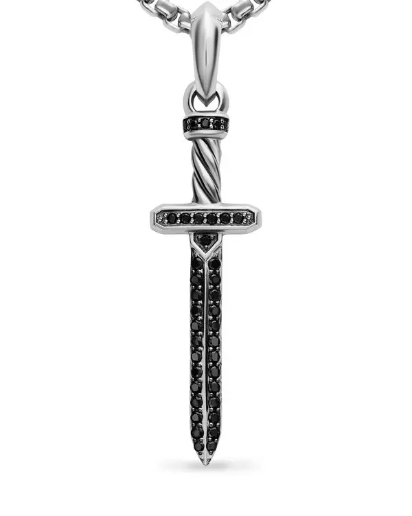 David Yurman Sterling Silver Sword Amulet With Black Diamonds