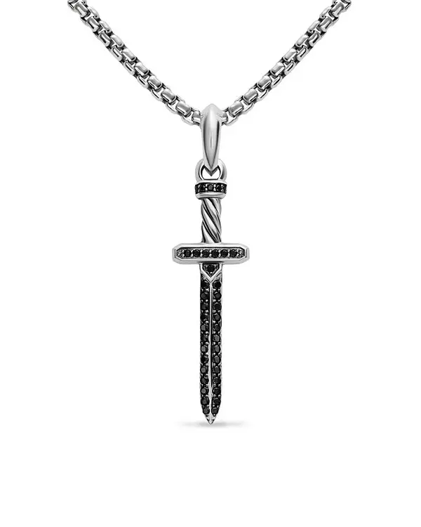 David Yurman Sterling Silver Sword Amulet With Black Diamonds