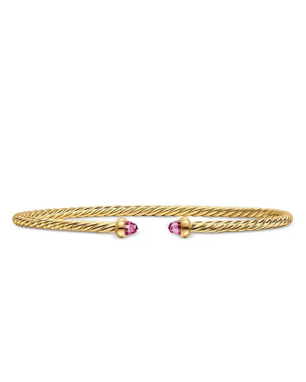 David Yurman Micro Cablespira Flex Bracelet - Pink Tourmaline/gold