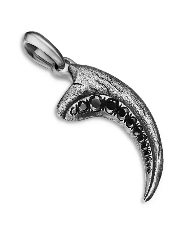 David Yurman Sterling Silver Raptor Claw Amulet With Black Diamonds - Black/silver