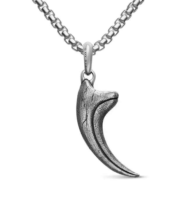 David Yurman Sterling Silver Raptor Claw Amulet With Black Diamonds - Black/silver