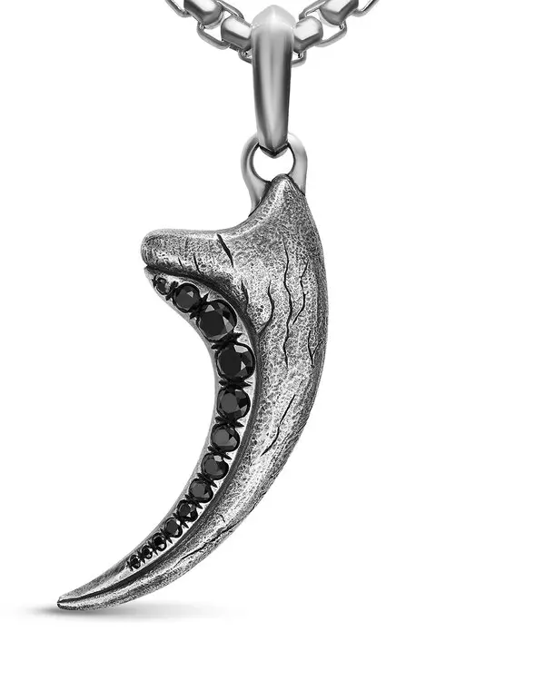 David Yurman Sterling Silver Raptor Claw Amulet With Black Diamonds - Black/silver