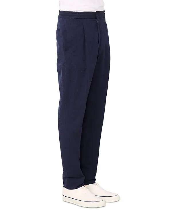 Officine Générale Drew Cotton Seersucker Trousers - Dark Navy