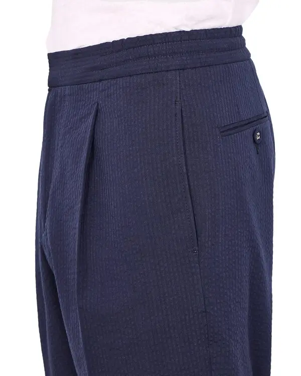 Officine Générale Drew Cotton Seersucker Trousers - Dark Navy