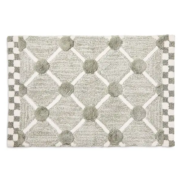 MACKENZIE-CHILDS Lattice & Dot Bath Rug - Gray