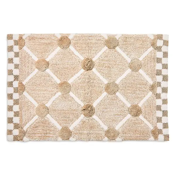 MACKENZIE-CHILDS Lattice & Dot Bath Rug - Taupe