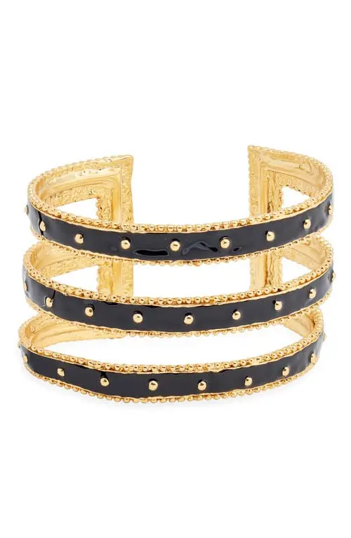 KARINE SULTAN Dots And Lines Cuff Bracelet - Gold/black