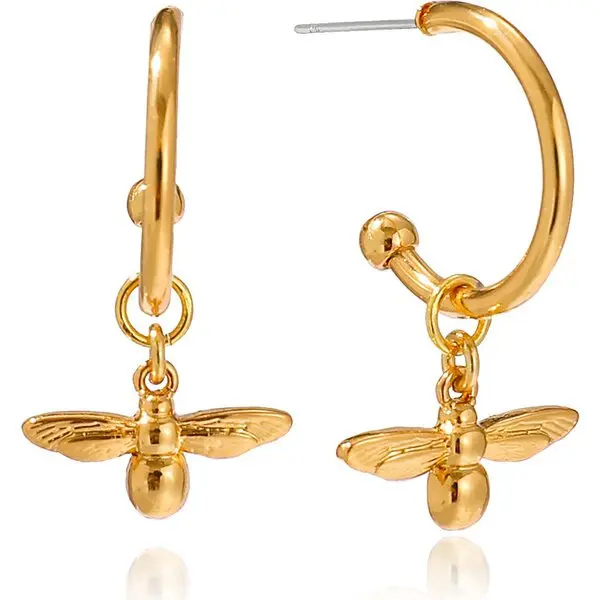 LA MENO Bee Hive Hoop Earrings - Gold