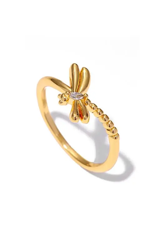 LA MENO Dragonfly Glow Ring - Gold