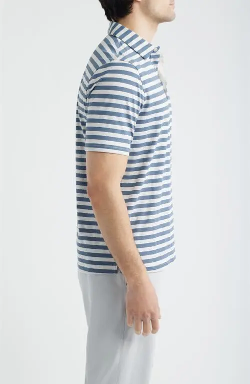 Scott Barber Prep Stripe Polo - Indigo